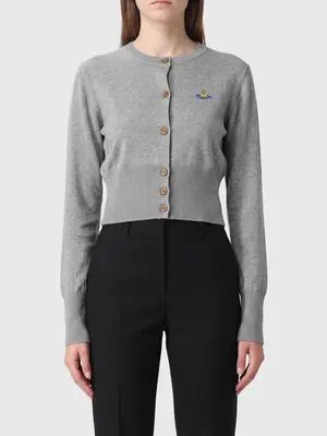 VIVIENNE WESTWOOD Vivienne Westwood Slim Fit Cotton And Cashmere Cardigan With Orb Logo Grey