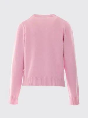 GANNI Recycled Wool-blend Crewneck Jumper With Graphic Print And Logo - Pink
