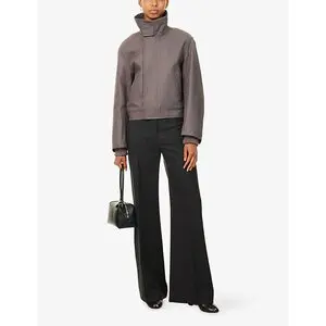 Victoria Beckham Funnel-neck Cropped Cotton Bomber Jacket