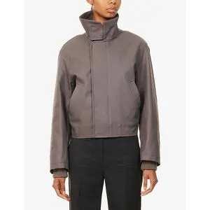 Victoria Beckham Funnel-neck Cropped Cotton Bomber Jacket