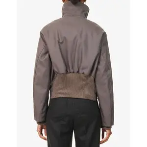 Victoria Beckham Funnel-neck Cropped Cotton Bomber Jacket
