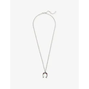 TWOJEYS Horseshoe Multi Stone Sterling -plated Brass Necklace - Silver