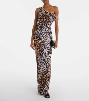Norma Kamali Leopard-print One-shoulder Gown