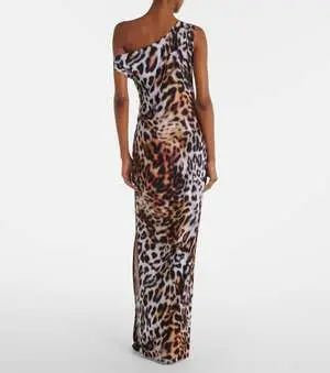 Norma Kamali Leopard-print One-shoulder Gown