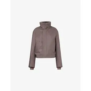 Victoria Beckham Funnel-neck Cropped Cotton Bomber Jacket - Ore