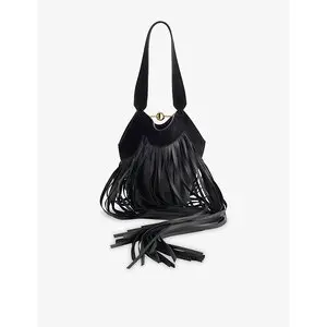 Khaite Nano Lotus Fringe Leather Tote Bag - Black