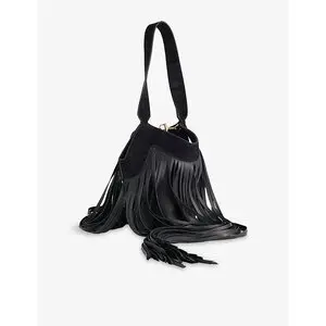 Khaite Nano Lotus Fringe Leather Tote Bag