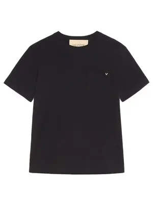 Valentino Garavani Cotton T-shirt With Vgold - Black