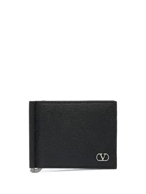 Valentino Garavani Bi-fold Cardholder Vlogo In Grained Leather With Ba