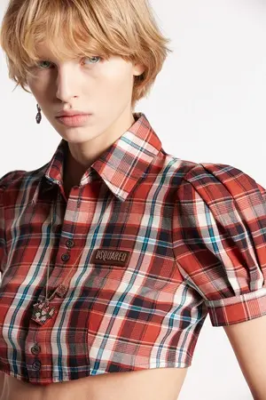 Dsquared2 Check Print Cropped Shirt