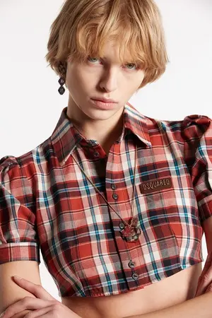Dsquared2 Check Print Cropped Shirt