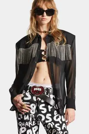 Dsquared2 Crystal Fringe Western Shirt