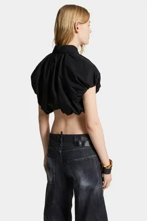 Dsquared2 Balloon Sleeve Cropped Shirt - Black