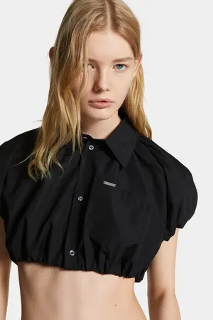Dsquared2 Balloon Sleeve Cropped Shirt - Black