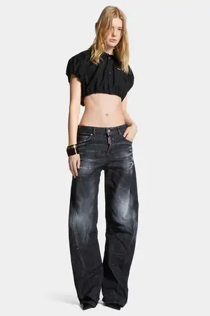 Dsquared2 Balloon Sleeve Cropped Shirt - Black