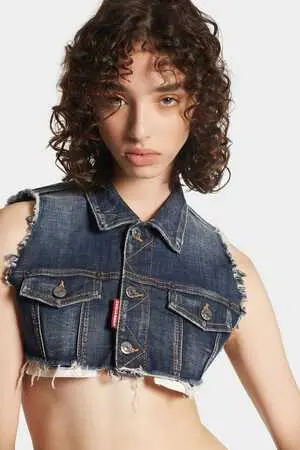 Dsquared2 Denim Cropped Vest