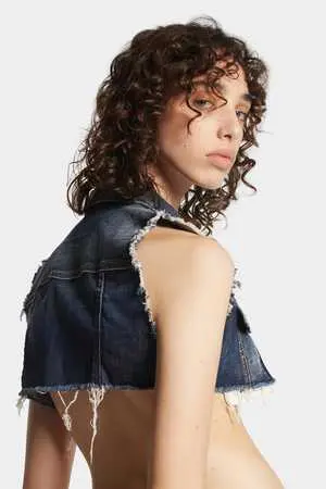 Dsquared2 Denim Cropped Vest