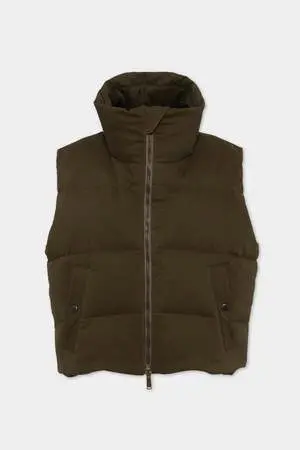 Dsquared2 Printed Cotton Ball Puff Vest - Brown