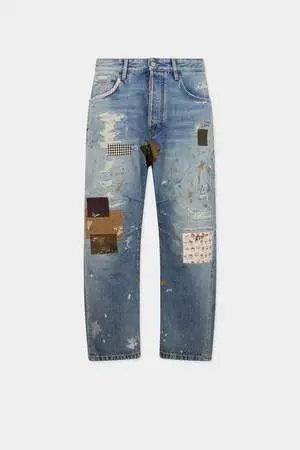 Dsquared2 Medium Wash Kawaii Jeans With Patches And Distressing - Blue