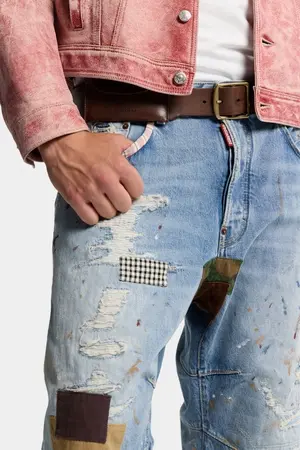 Dsquared2 Medium Wash Kawaii Jeans With Patches And Distressing