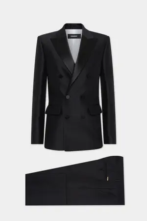 Dsquared2 Tuxedo Suit With Wide Lapel - Black