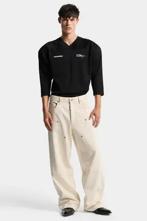 Dsquared2 Raw Wash Shiny Baggy Carpenter Jeans - Black