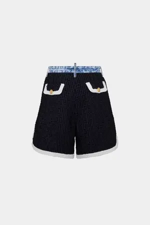 Dsquared2 Stretch Cotton Bouclé/denim Shorts