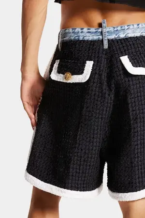 Dsquared2 Stretch Cotton Bouclé/denim Shorts