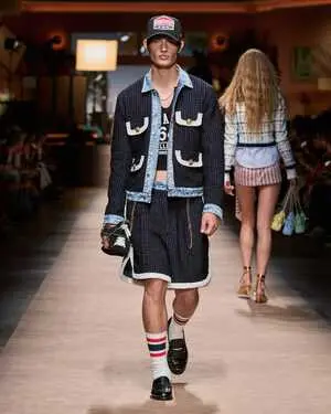 Dsquared2 Stretch Cotton Bouclé/denim Shorts