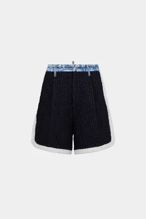 Dsquared2 Stretch Cotton Bouclé/denim Shorts - Blue