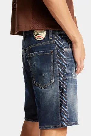 Dsquared2 Dark Easy Ripped Wash Marine Denim Shorts