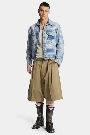 Dsquared2 Pleated Wide-leg Cotton Shorts