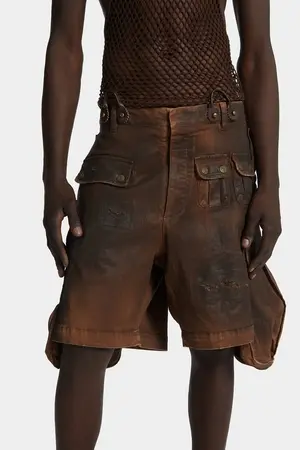 Dsquared2 Coated Denim Cargo Shorts