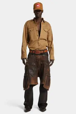 Dsquared2 Coated Denim Cargo Shorts
