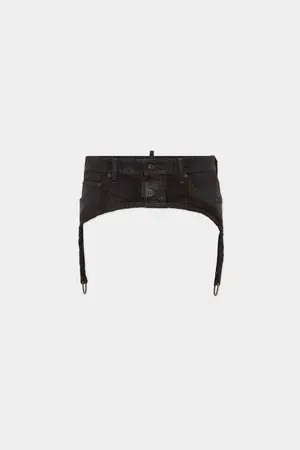 Dsquared2 Cotton Over Denim Shorts With Flocked Finish And D-ring Detail - Brown