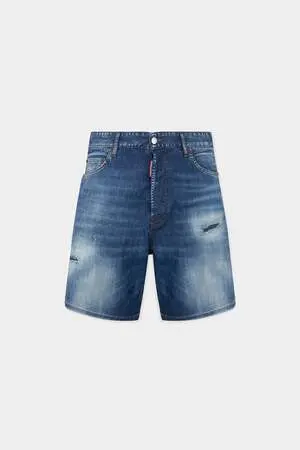 Dsquared2 Medium Wash Distressed Denim Boxer Shorts - Blue