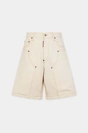 Dsquared2 Carpenter Shorts With Raw Wash And Rivet Detailing - Black