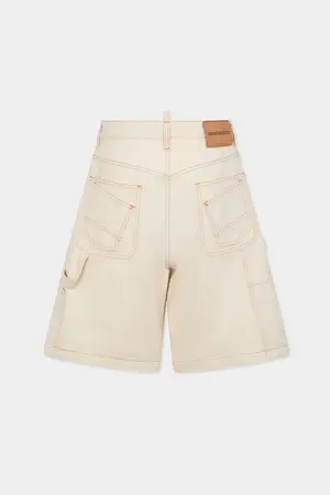 Dsquared2 Carpenter Shorts With Raw Wash And Rivet Detailing