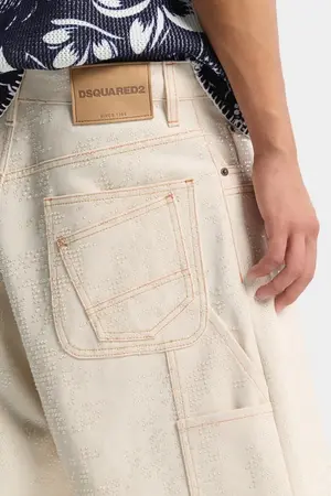 Dsquared2 Carpenter Shorts With Raw Wash And Rivet Detailing