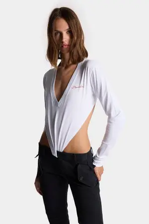 Dsquared2 Long Sleeve Deep V-neck T-shirt