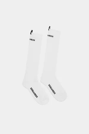 Dsquared2 Ribbed Logo Knee High Socks - Black