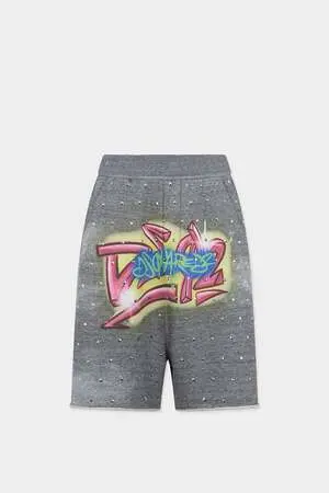 Dsquared2 Rebel Tags Big Fit Shorts - Grey