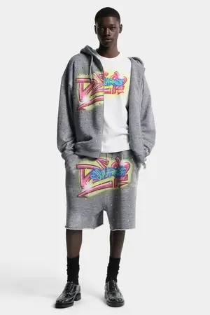 Dsquared2 Rebel Graffiti Studded Shorts