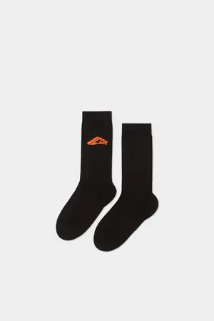 Dsquared2 Icon Logo Ribbed Cotton Mid-crew Socks - Black