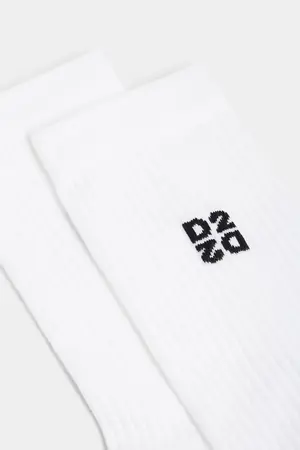 Dsquared2 Mid-crew Ribbed Cotton Socks With Logo