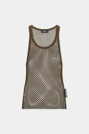Dsquared2 Dsquared2 Scoop Neck Mesh Tank Top Brown
