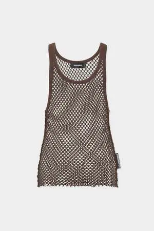 Dsquared2 Scoop Neck Mesh Tank Top - Brown