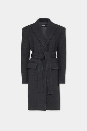 Dsquared2 Wool Robe Coat - Grey