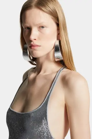 Dsquared2 Glamour Embossed Leather Earrings - Silver