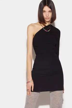 Dsquared2 Camping Crew One Shoulder Dress - Black